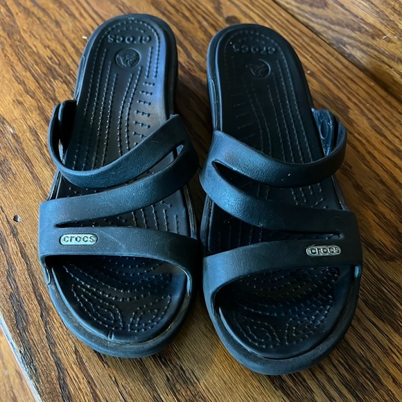 CROCS | Shoes | Womens Black Crocs Slide Sandals Size W7 | Poshmark